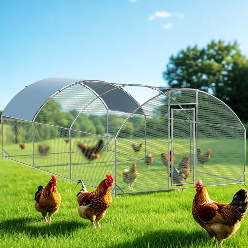 GarveeLife Chicken Run, Large Metal Chicken Coop Tri-Supporting Dome ...